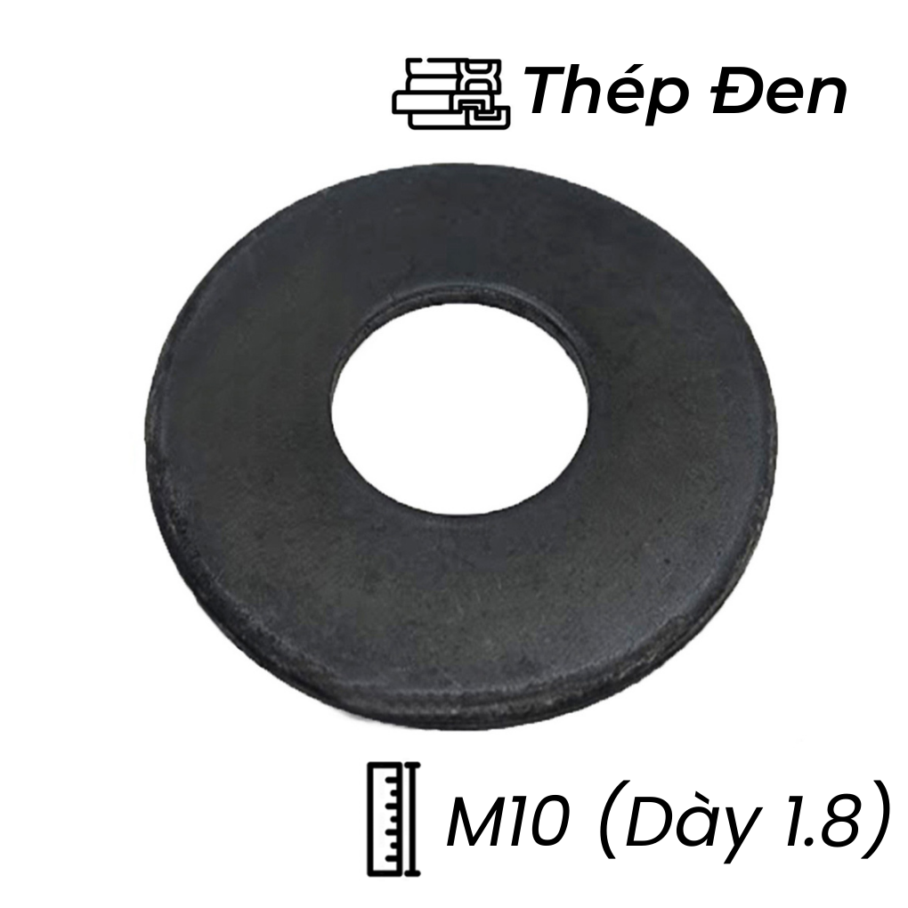 Lông Đền Phẳng Thép Đen DIN125 M10 (Dày 1.8) | Mecsu.vn